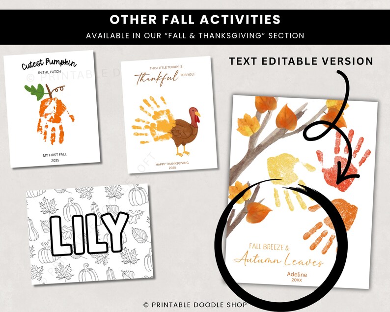 Fall Leaves Handprint Art Printable, Preschool Fall Craft, Thanksgiving ...