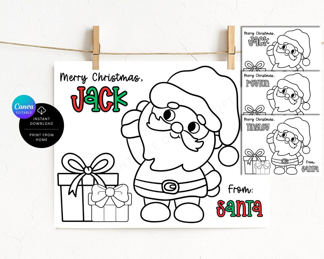 Editable Christmas Coloring From Santa or Elf, Personalized Printable ...