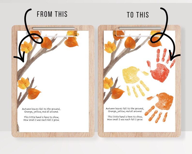 Fall Leaves Handprint Art Printable, Preschool Fall Craft, Thanksgiving ...