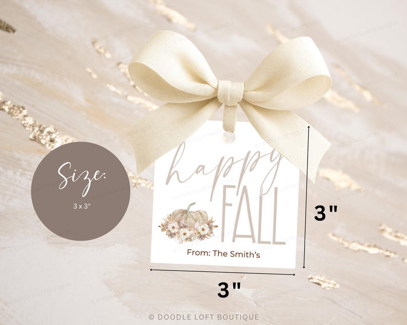 Happy Fall Pumpkin Tags Printable, Minimalist Script Fall Gift Tags ...