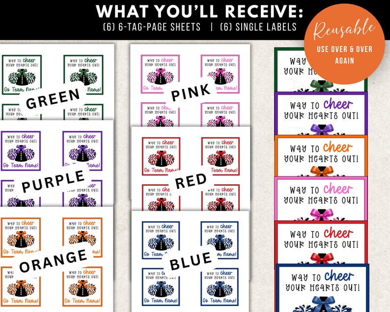 Personalizable Cheer Tag Printable Template, Avery-compatible ...