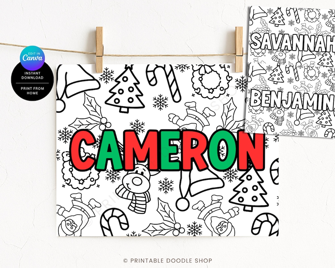 Editable Christmas Coloring Printable Activity Personalized Holiday ...