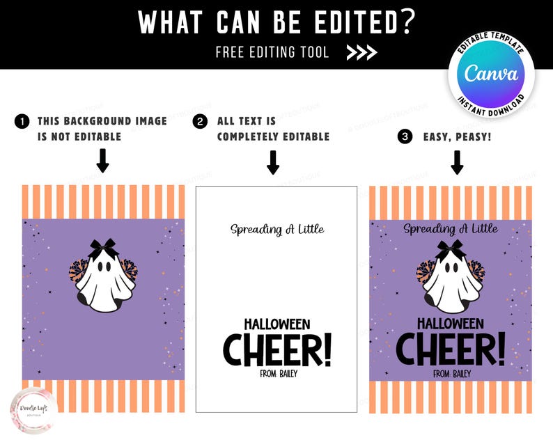 Halloween Cheerleader Tags, Printable Halloween Cheer Bag Snack Tag ...