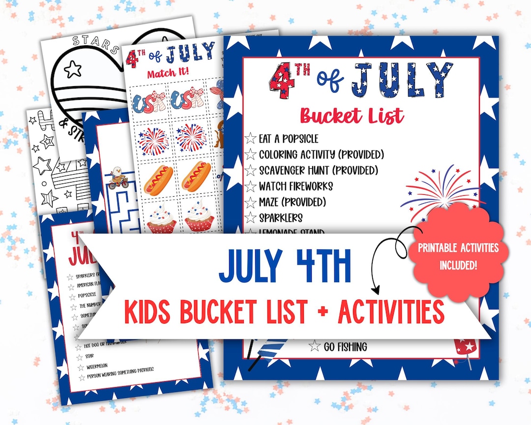 4th of July Activity Pack, Fourth of July Bucket List Bundle, Printable ...