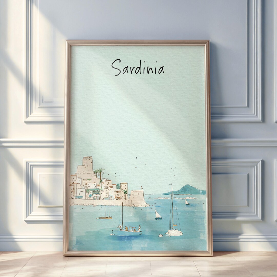Sardinia Travel Poster | Italy Digital Print | Vintage Style ...