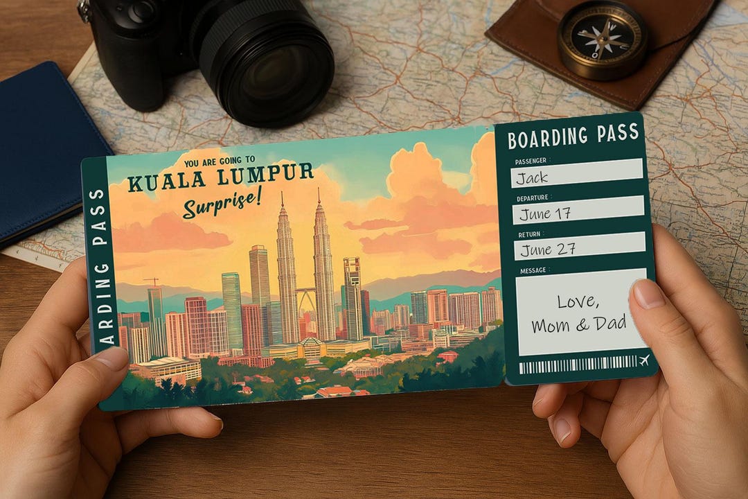 Surprise Trip Boarding Pass – Printable Travel Ticket to KUALA LUMPUR ...