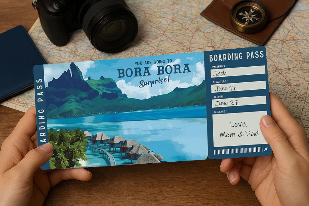 Surprise Trip Boarding Pass – Printable Travel Ticket to BORA BORA ...