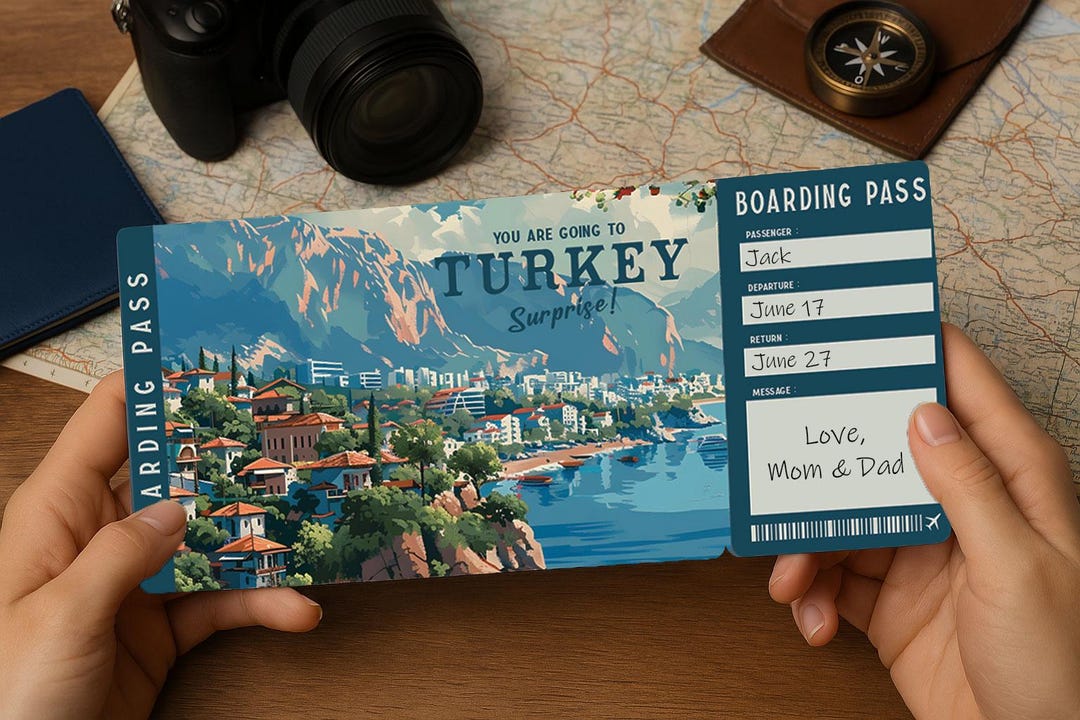 Surprise Trip Boarding Pass – Printable Travel Ticket to TURKEY ...