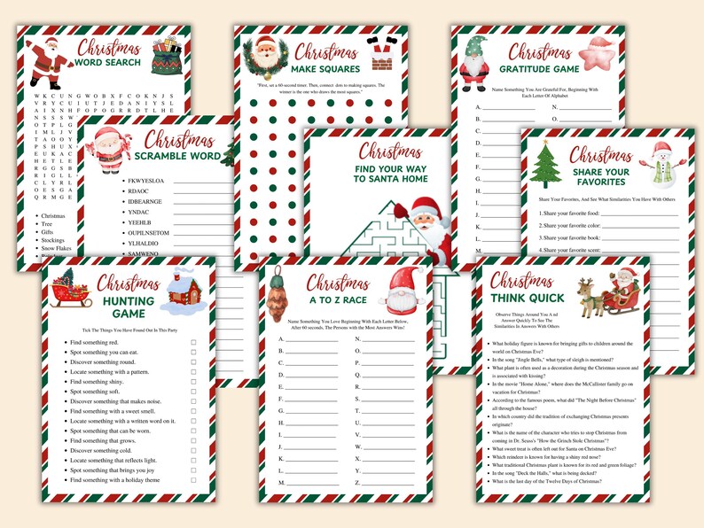 Christmas Games for Group Printable, Holiday Party Game Bundle, Family ...