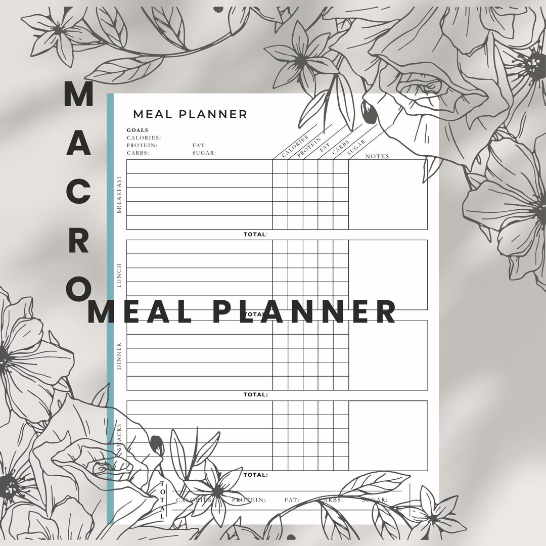 Macro & Calorie Tracker Printable: Daily Food Journal (PDF Download) - Etsy