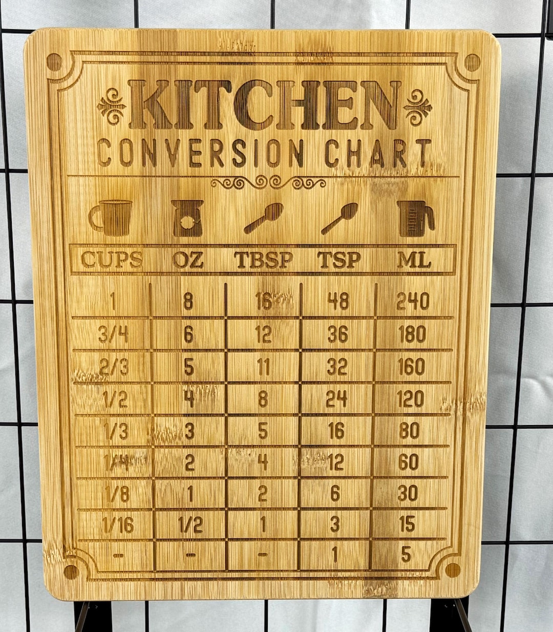 Cutting Boards - Kitchen Conversion Charts - Etsy