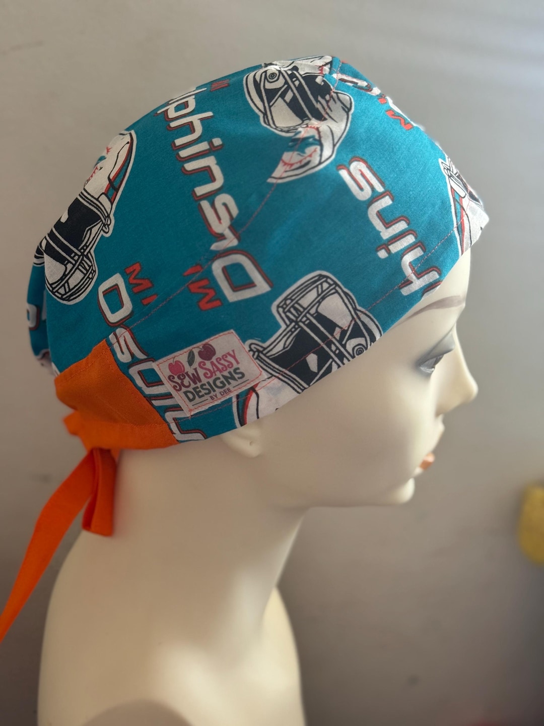 Miami Dolphins Surgical Scrub Cap: Unisex Cotton Tieback CNA, MD, Vet ...