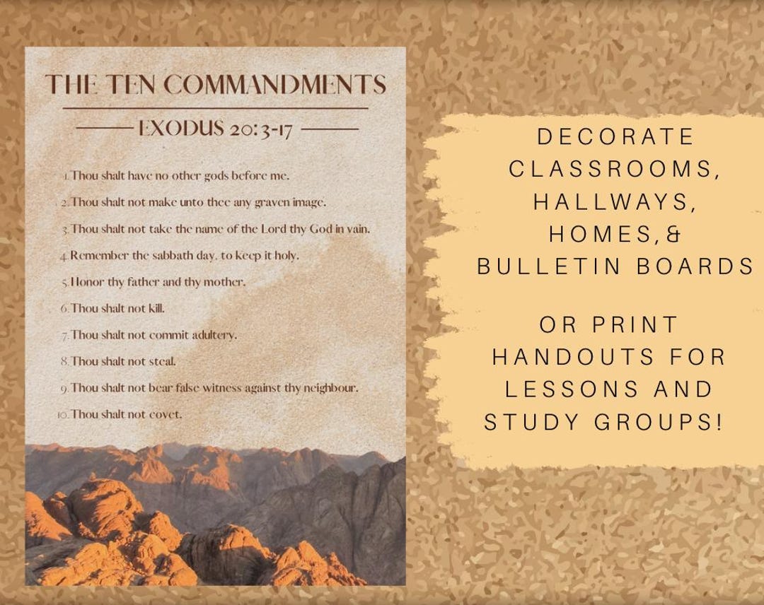 Ten Commandments Poster, Old Testament and Bible Studies (digital ...