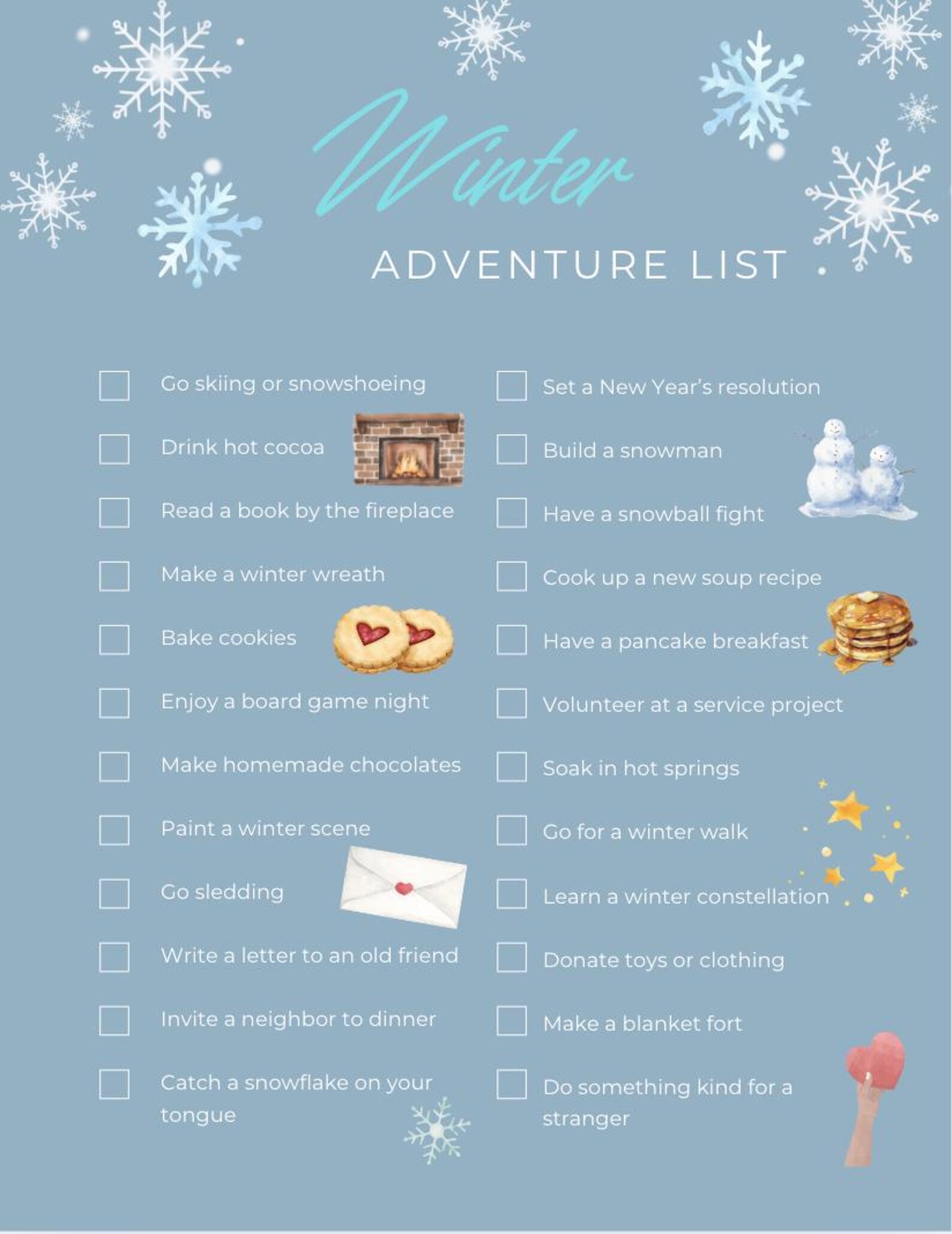 Seasonal Adventure Lists, Printable Files, Spring Summer Autumn and ...