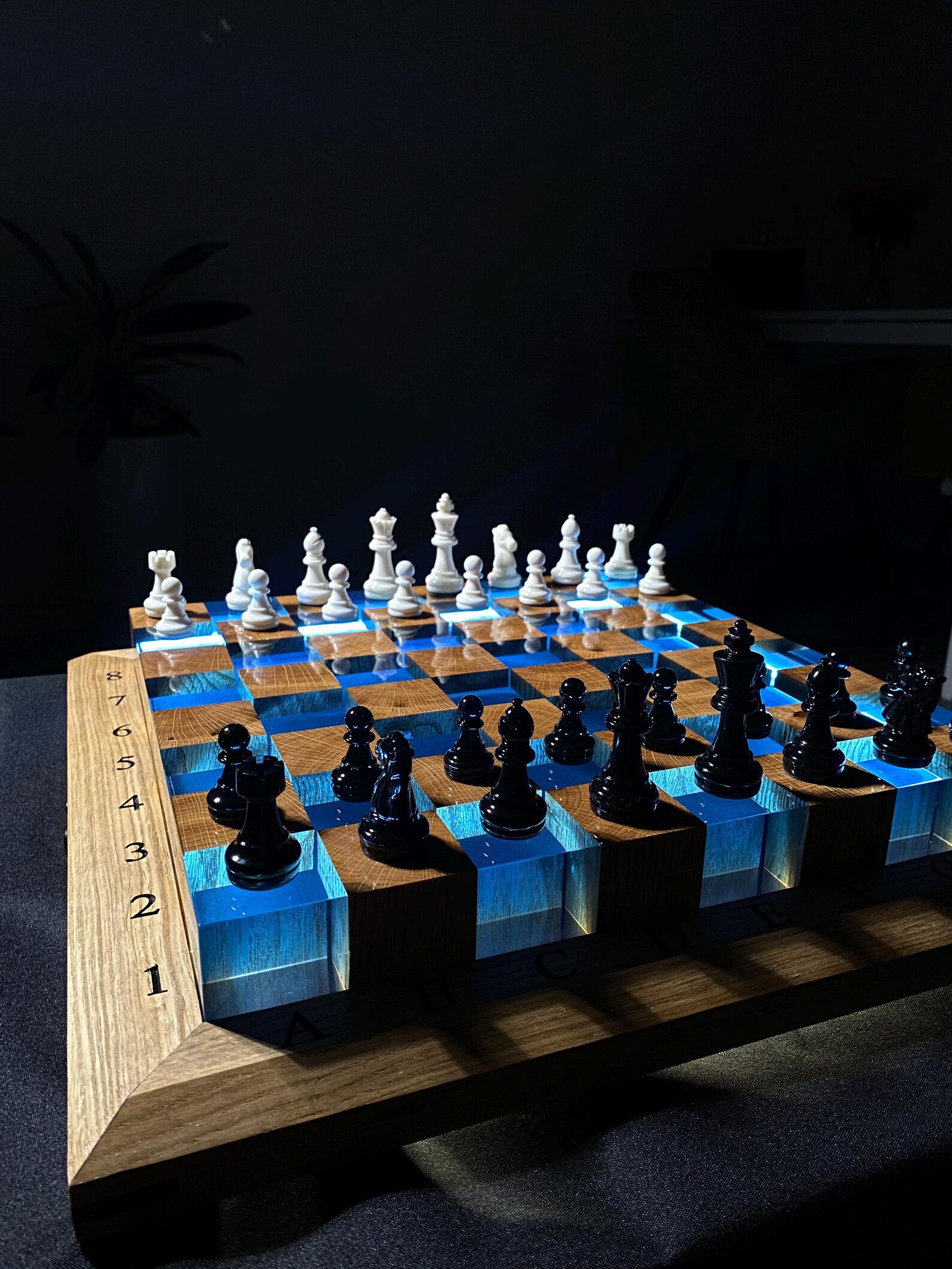 Artistic Chess Set – Epoxy and Oak Board With Sculpted Resin Pieces ...