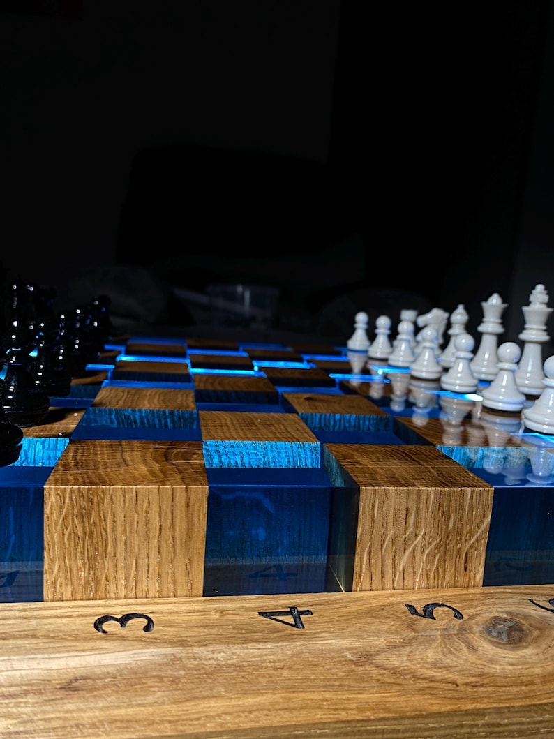 Artistic Chess Set – Epoxy and Oak Board With Sculpted Resin Pieces ...