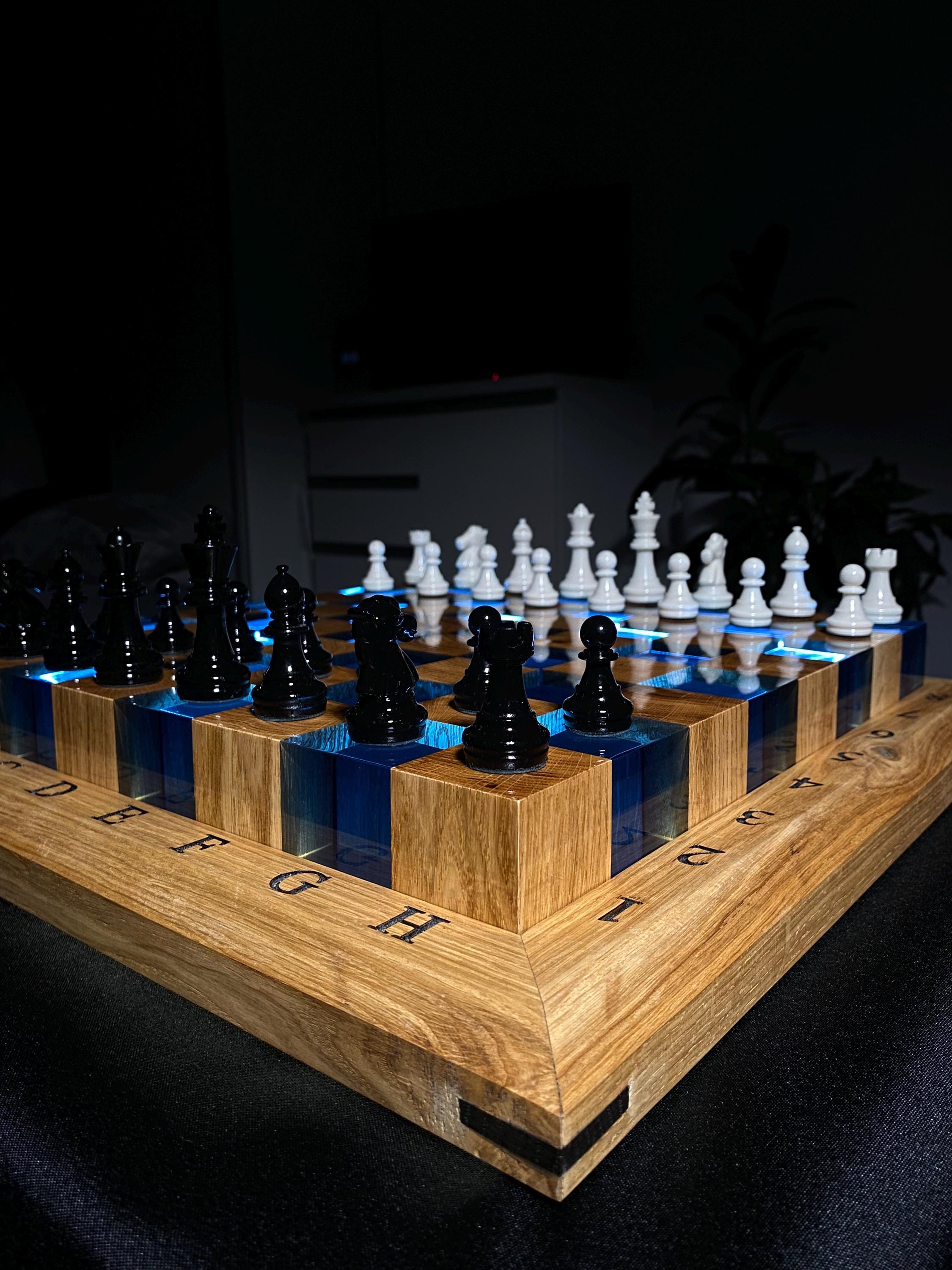Artistic Chess Set – Epoxy and Oak Board With Sculpted Resin Pieces ...