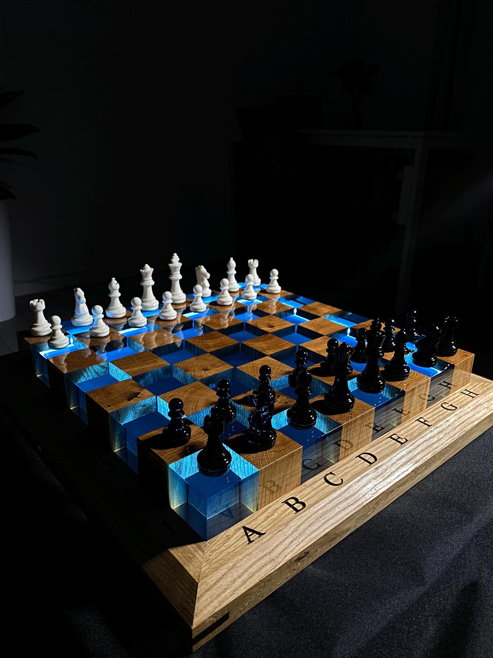 Artistic Chess Set – Epoxy and Oak Board With Sculpted Resin Pieces ...
