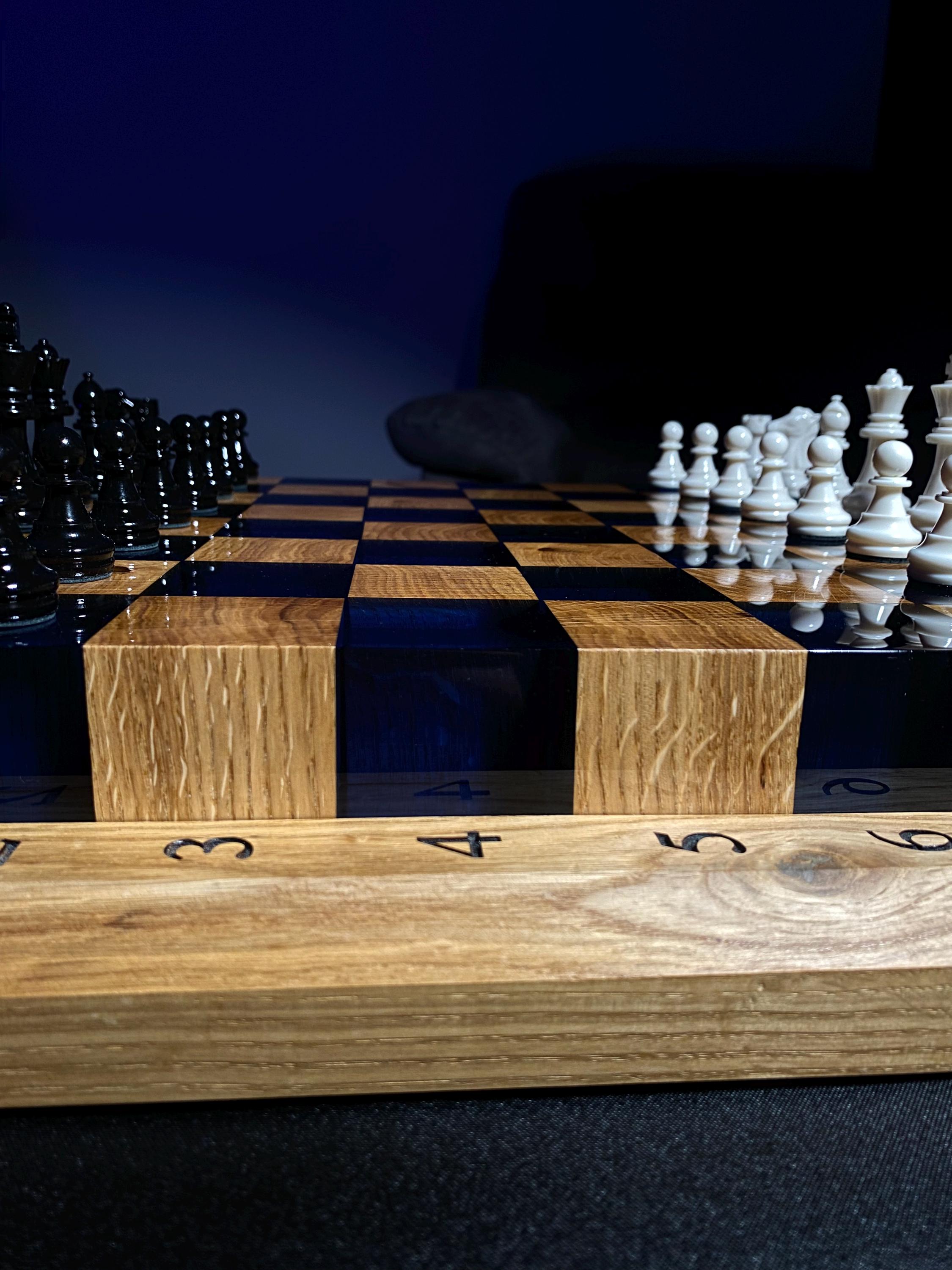 Artistic Chess Set – Epoxy and Oak Board With Sculpted Resin Pieces ...