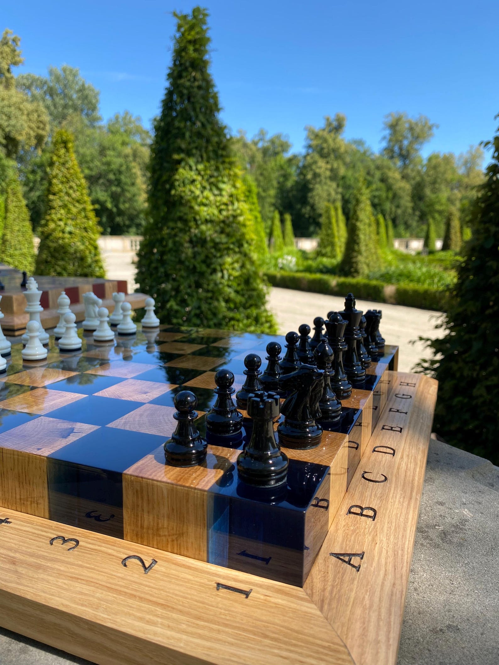 Artistic Chess Set – Epoxy and Oak Board With Sculpted Resin Pieces ...