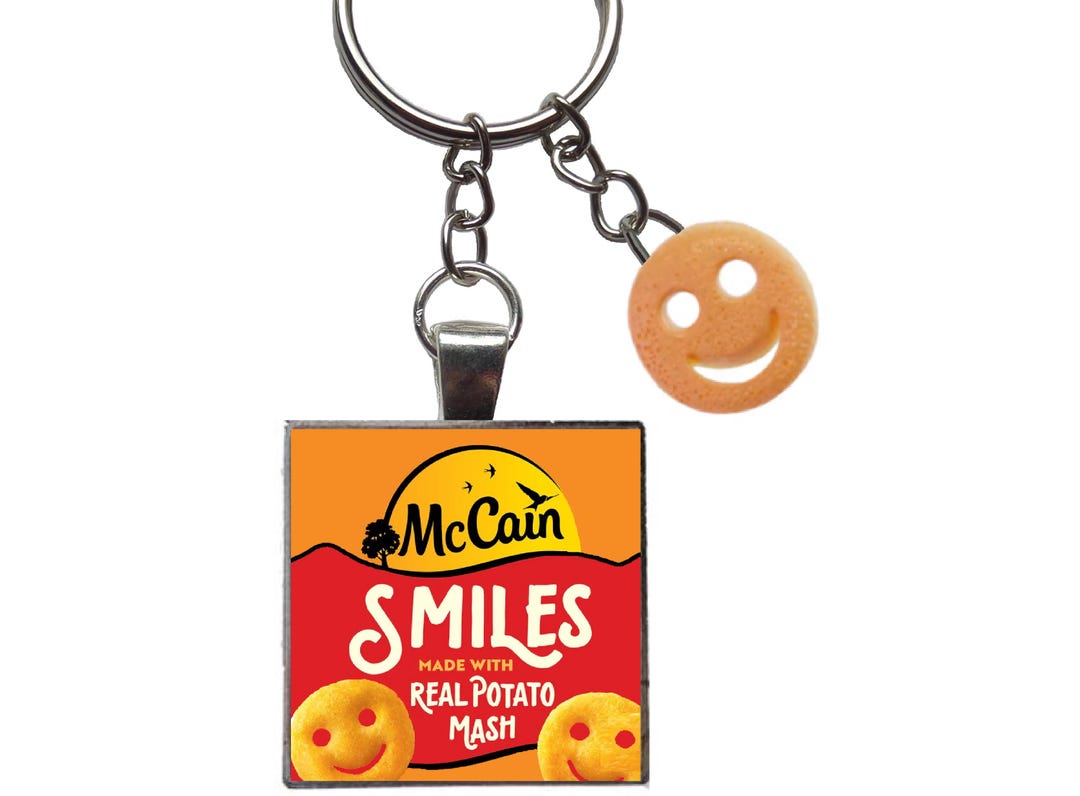Potato Smiles Chips French Fries Keyring Keychain Smiley Faces Tomato ...