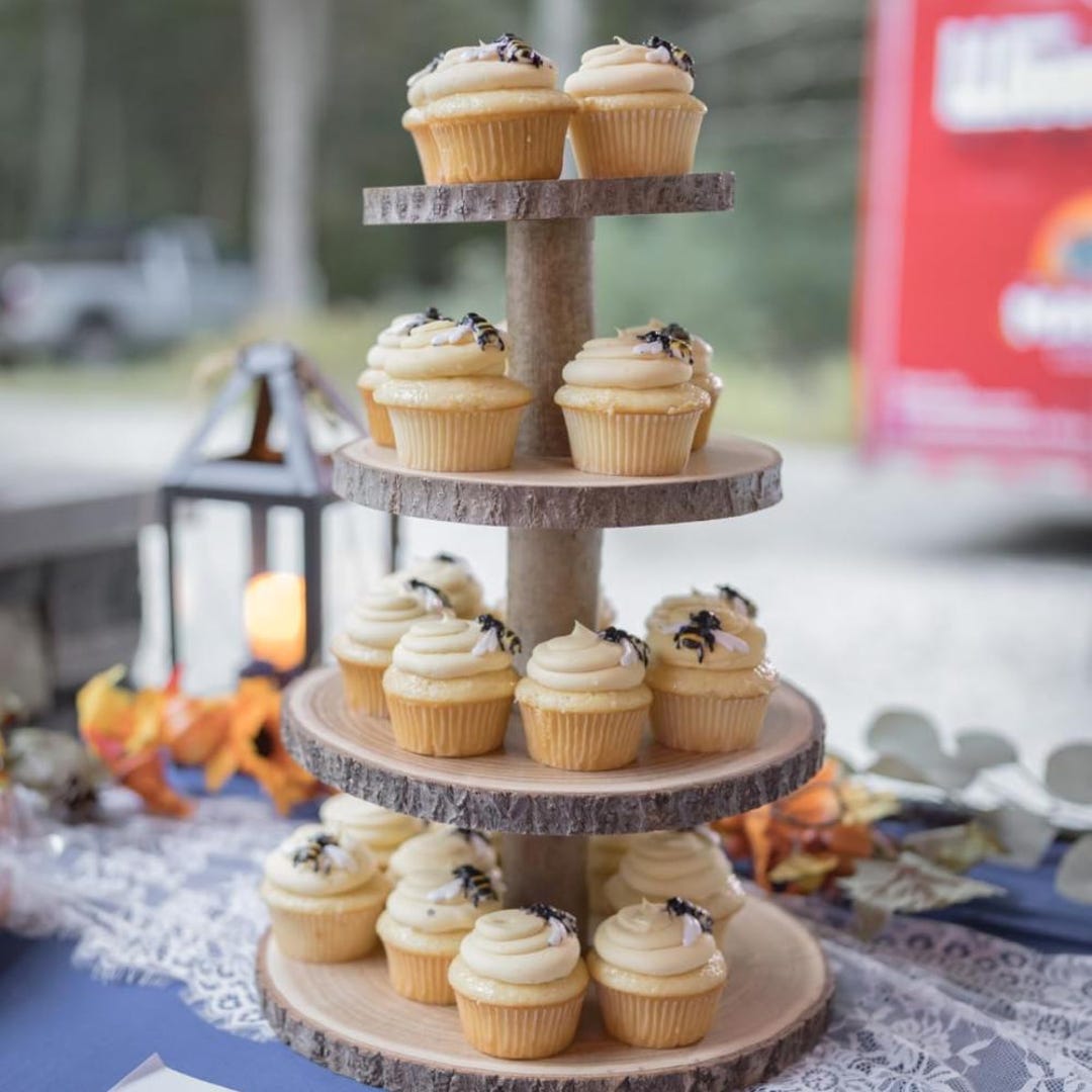 Rustic 4 Tier Wood Cupcake Stand, Farmhouse Dessert Tower - Etsy