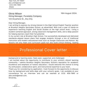Teacher Resume Template Canva, Middle School Teacher Resume, ATS ...
