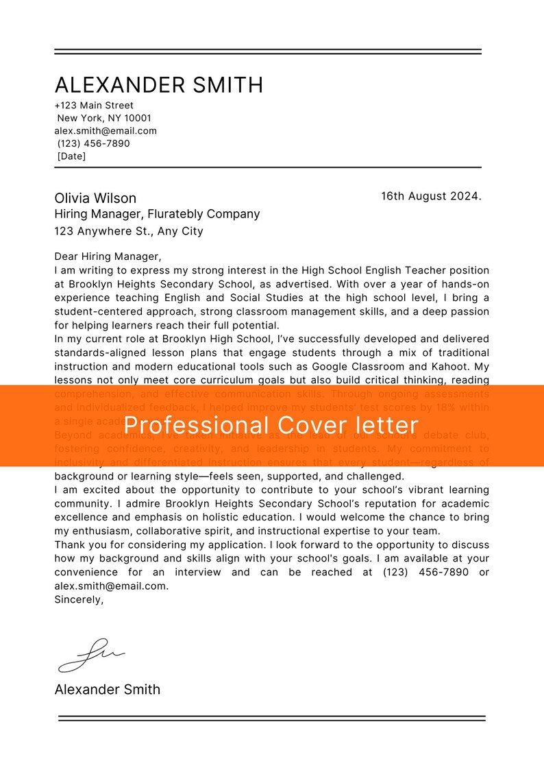 Teacher Resume Template | Ats-friendly Modern CV & Cover Letter ...