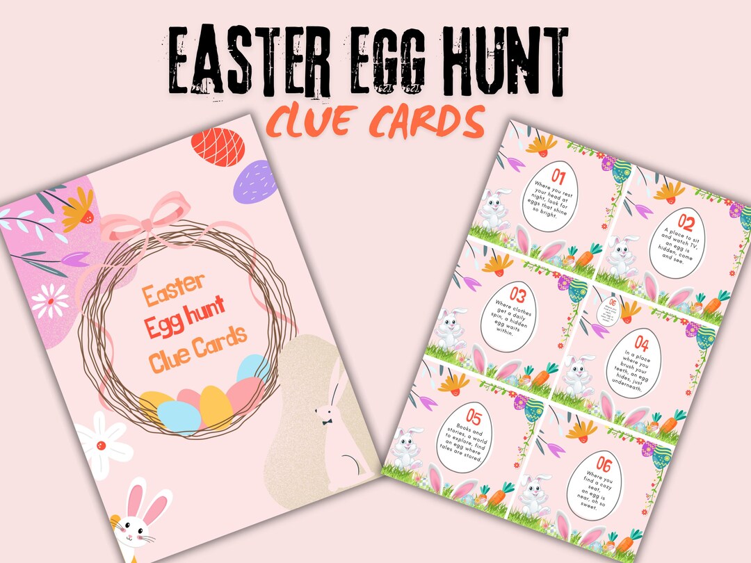 Easter Egg Hunt Clue Card Printable PDF Customizable Indoor Easter Er ...