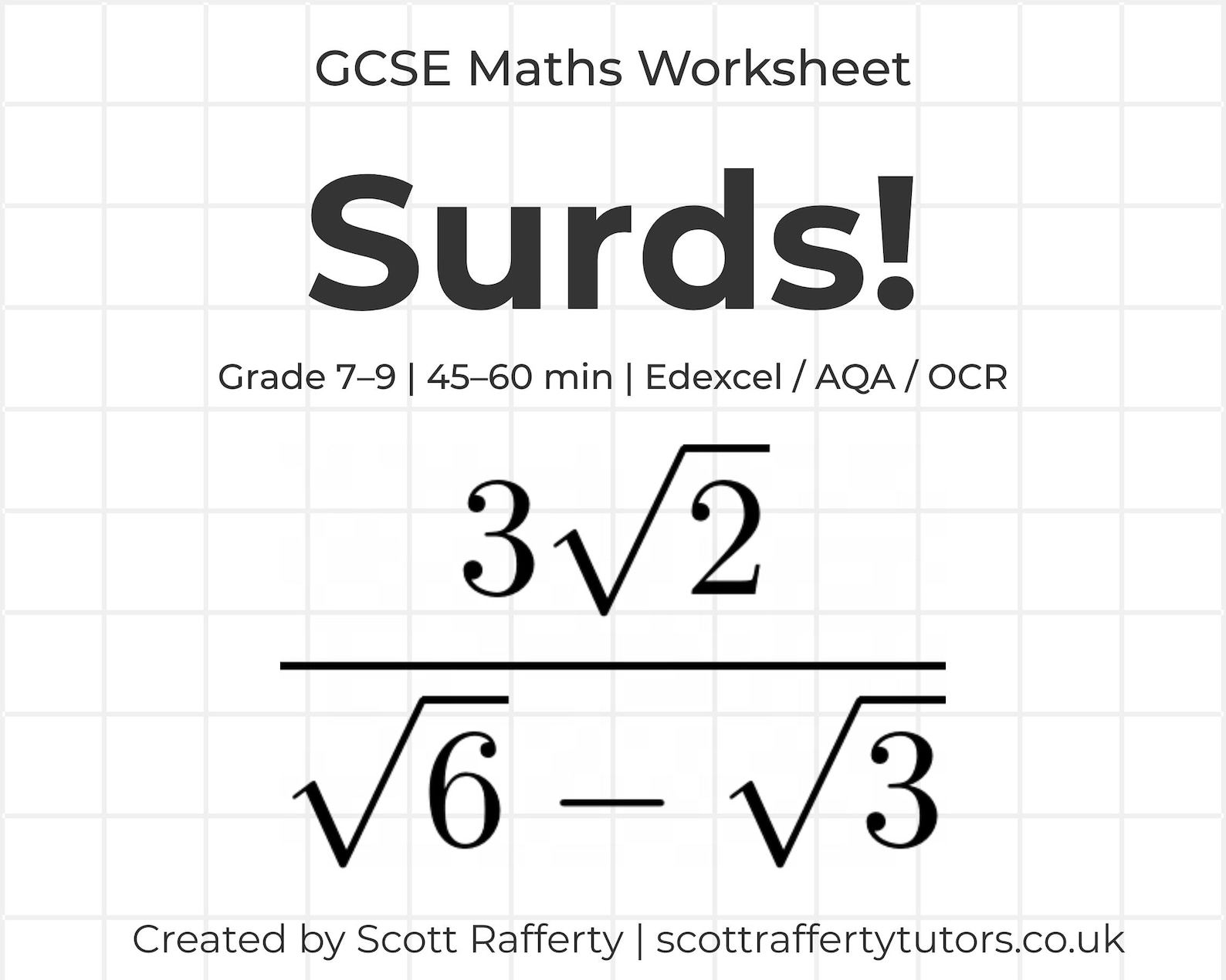 GCSE Maths Surds Revision Worksheet | Grade 7-9 - Etsy