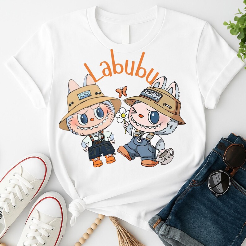 Cute Labubu Couple PNG | Kawaii Forest Explorer Characters | High ...
