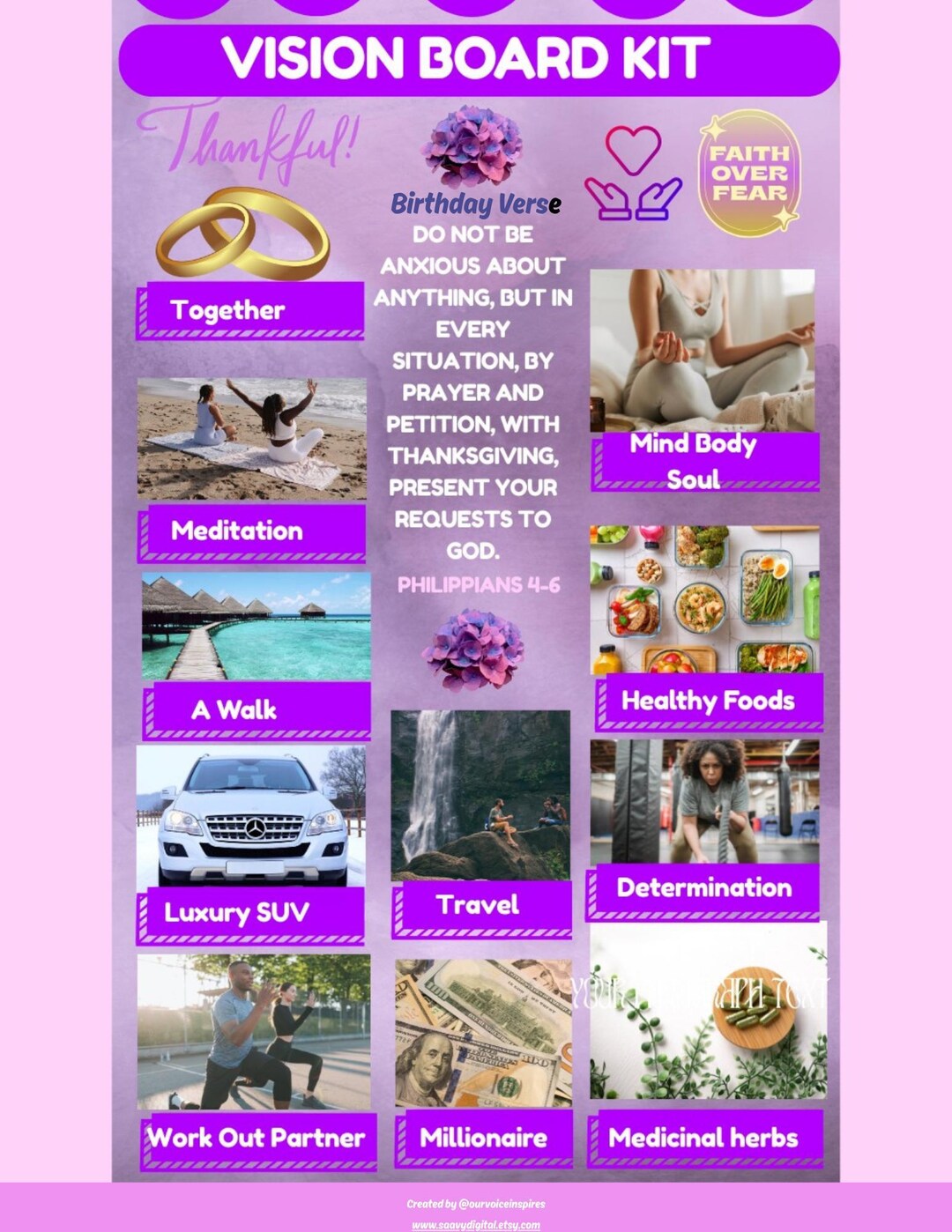 Vision Board Kit and Workbook Keep Becoming 11 Page Vision Board With a ...