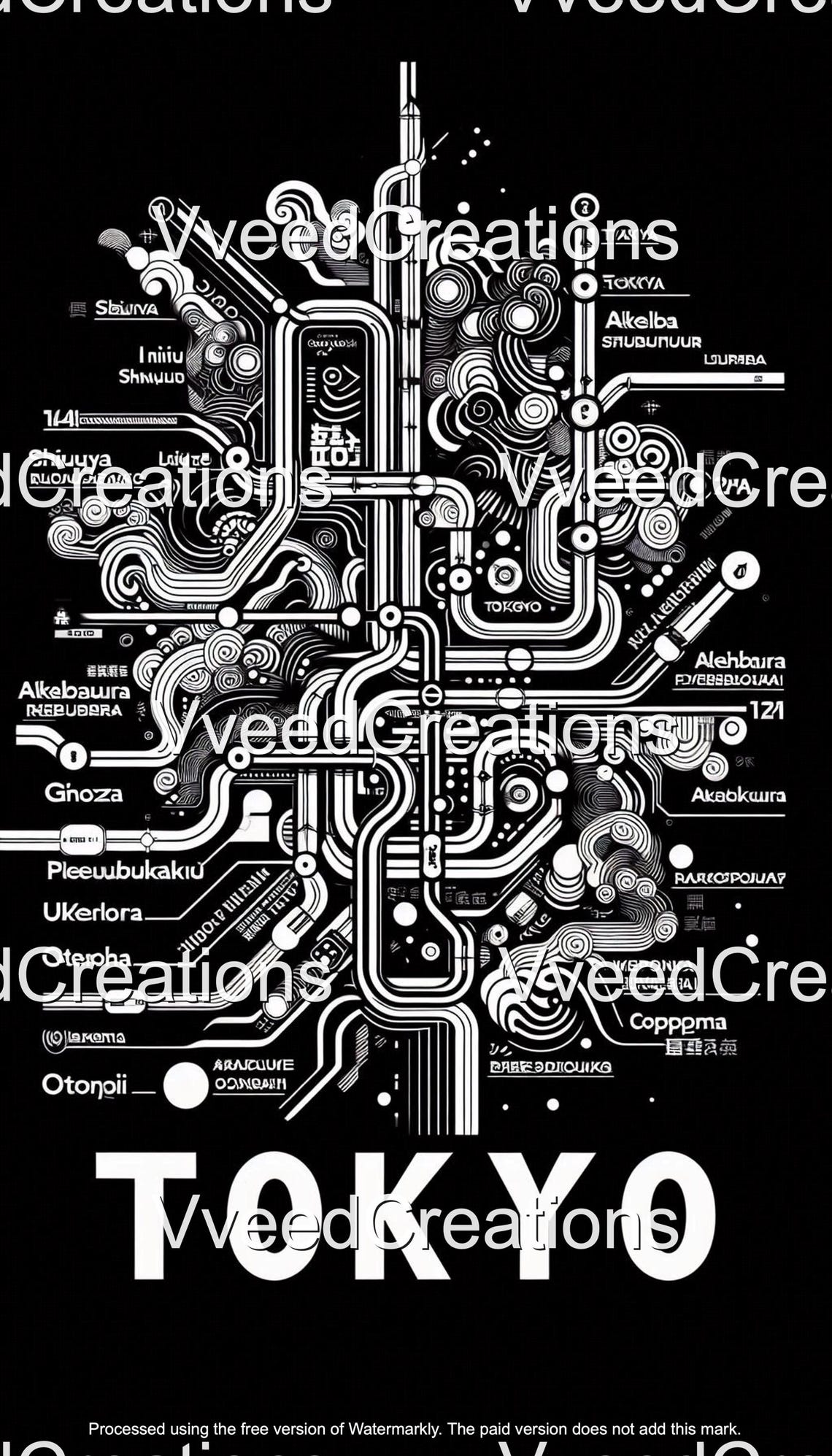 Tokyo Subway Map – Minimalist Metro Poster, Black & White Wall Art ...