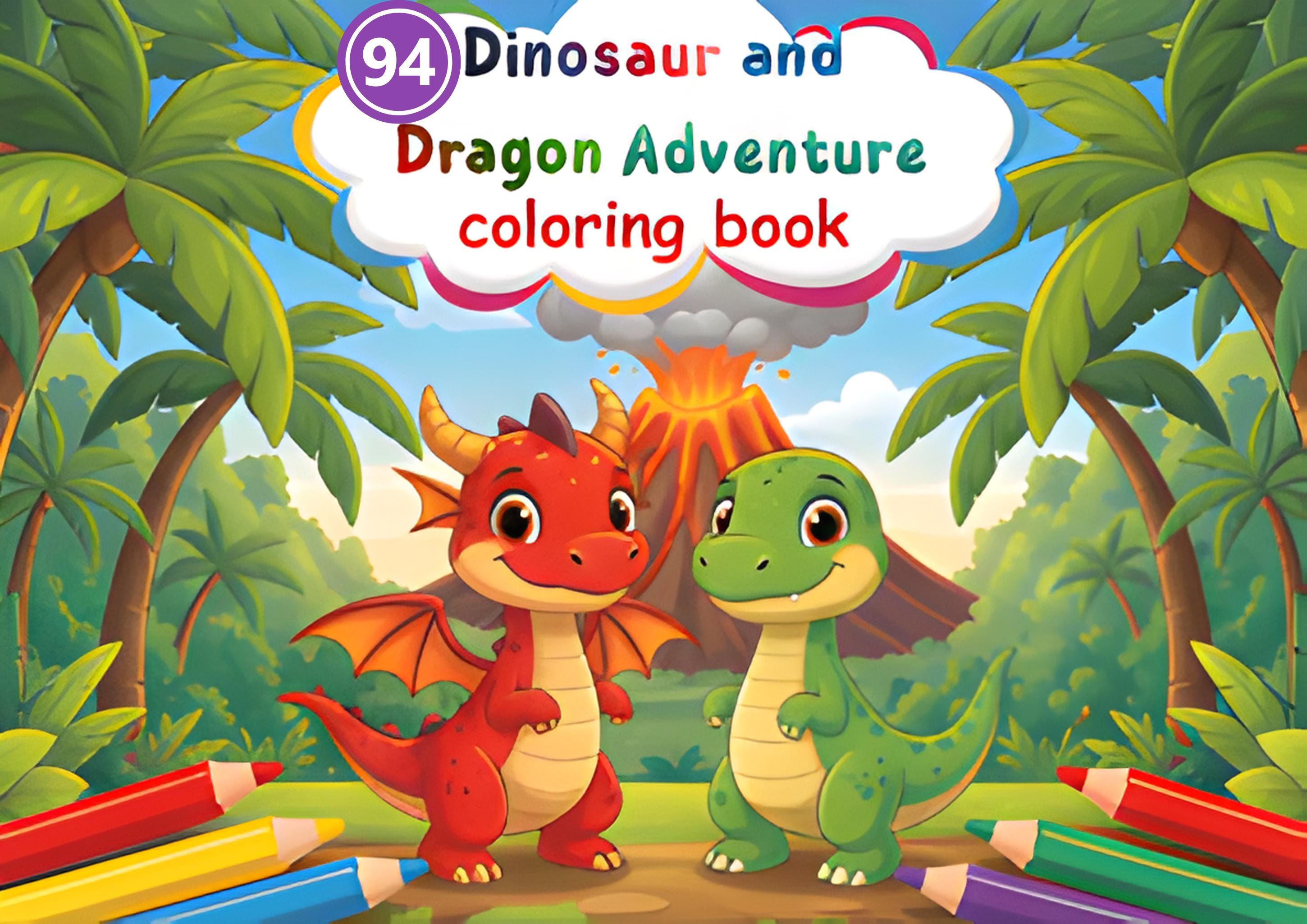 Dragon & Dinosaur Coloring Pages| 94 Kids Coloring Adventures - Etsy