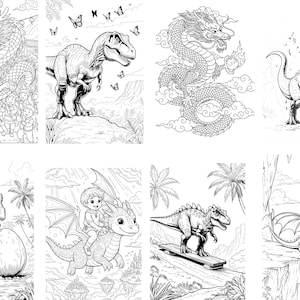 Dragon & Dinosaur Coloring Pages| 94 Kids Coloring Adventures - Etsy