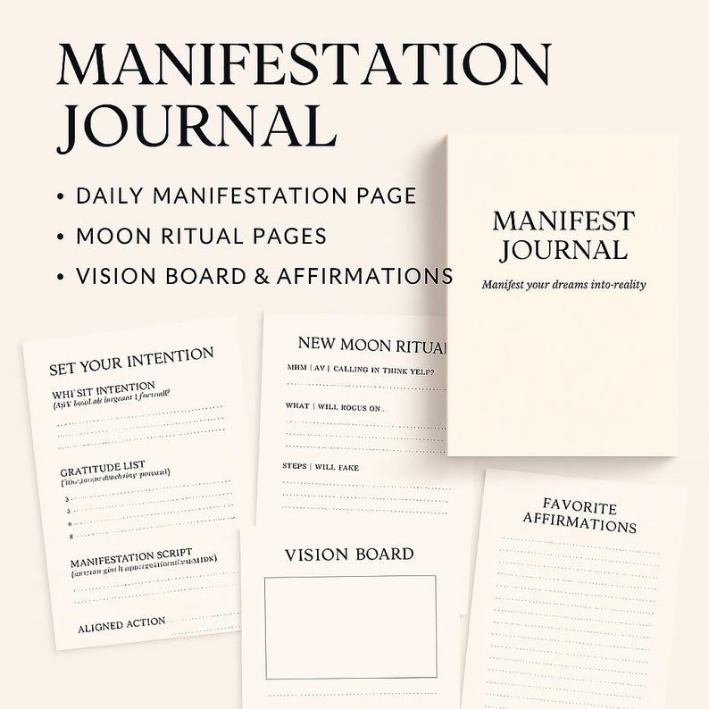 Manifestation Journal (printable PDF ) | Daily Intentions, Moon Rituals ...
