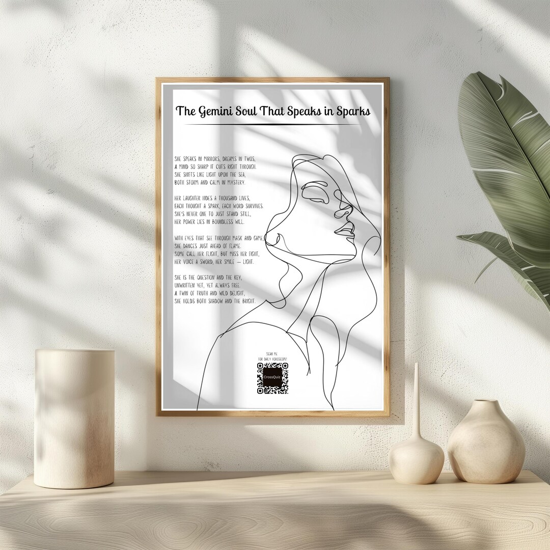 Gemini Woman Zodiac Poem Printable Wall Art With Live Daily Horoscope ...