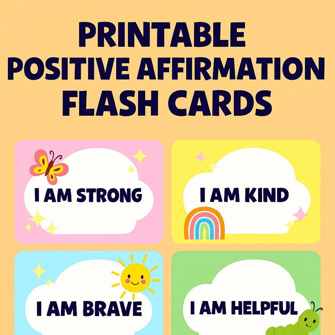 Printable Positive Affirmation Flash Cards for Kids | Pastel Classroom ...