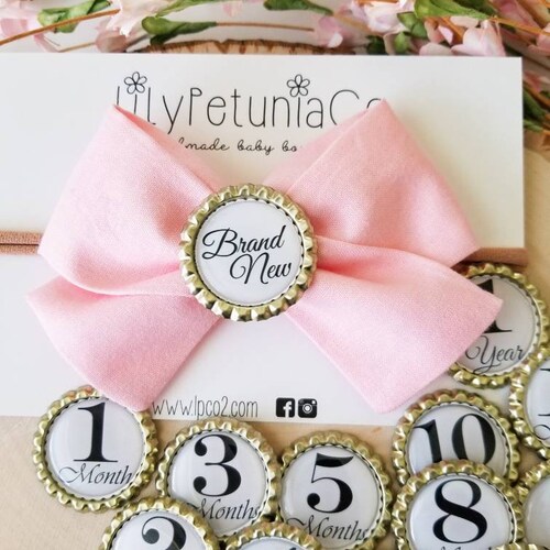 Blush Pink School Girl Bow Milestone Set Monthly Hair Bows - Etsy