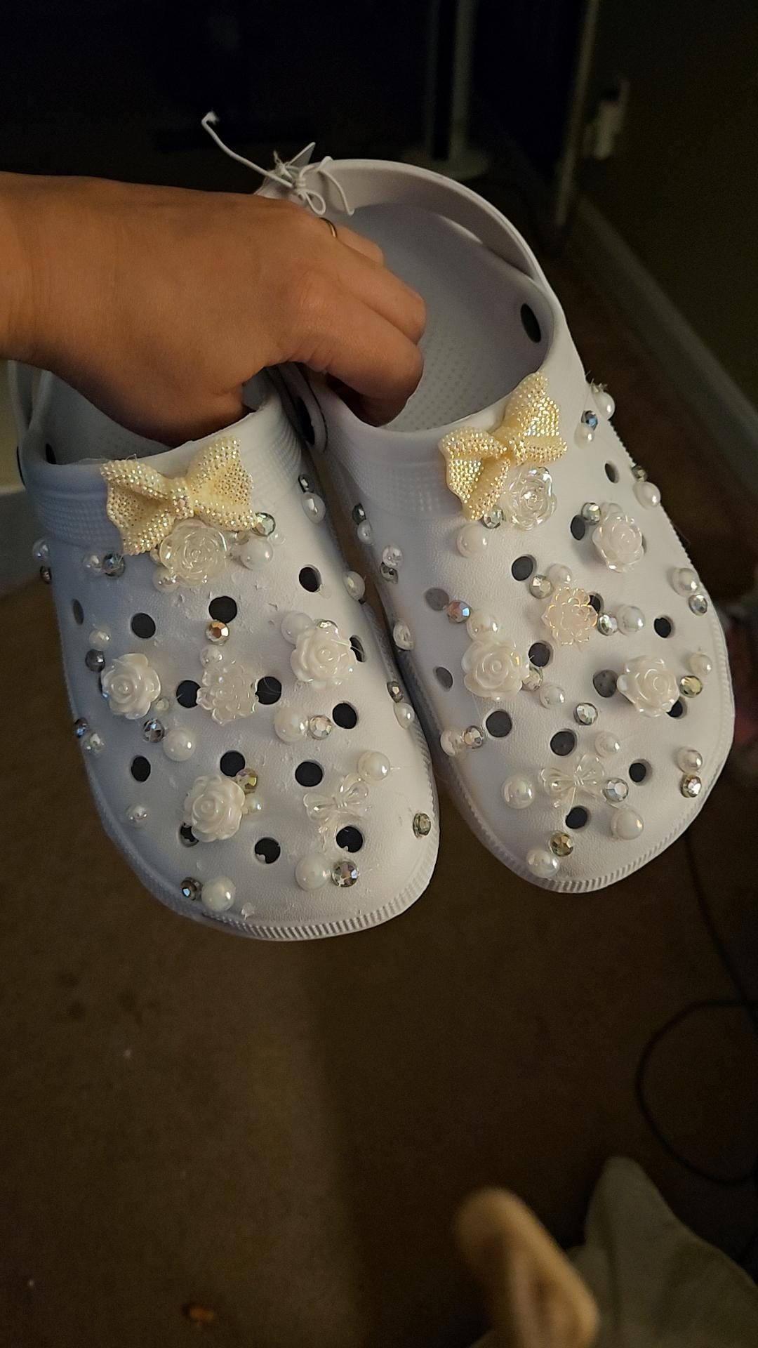White Bejeweled Crocs - Etsy