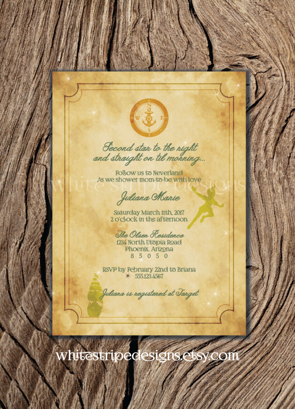 Printable Peter Pan Invitation for Baby Shower or Birthday - Etsy