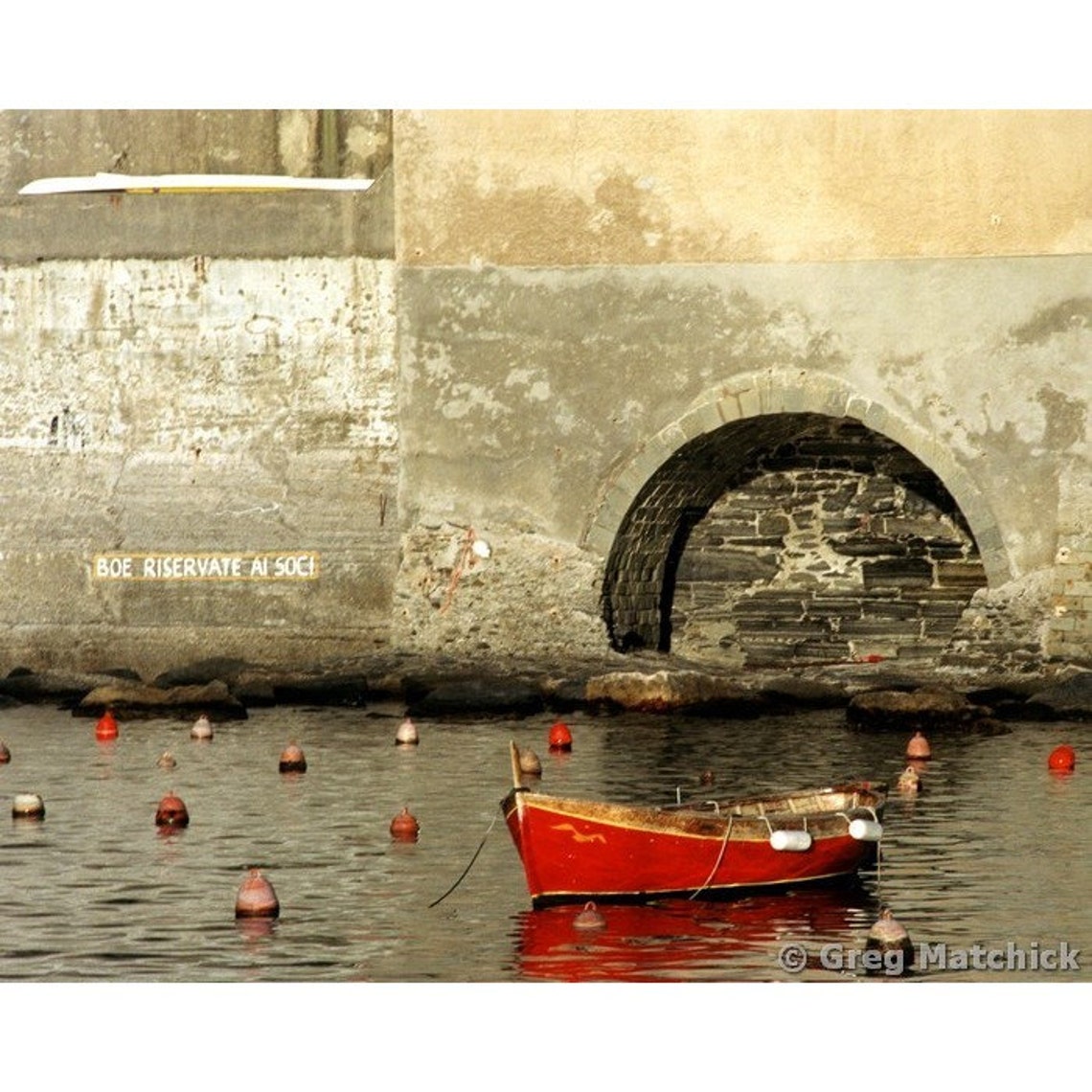 Fine Art Color Photography of Red Boat in Fishing Village in Italy ...