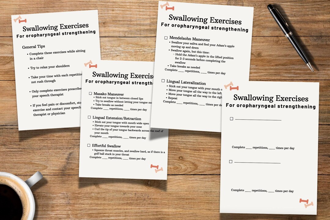 Dysphagia Oropharyngeal Exercise Packet | Swallow Therapy Handouts for ...
