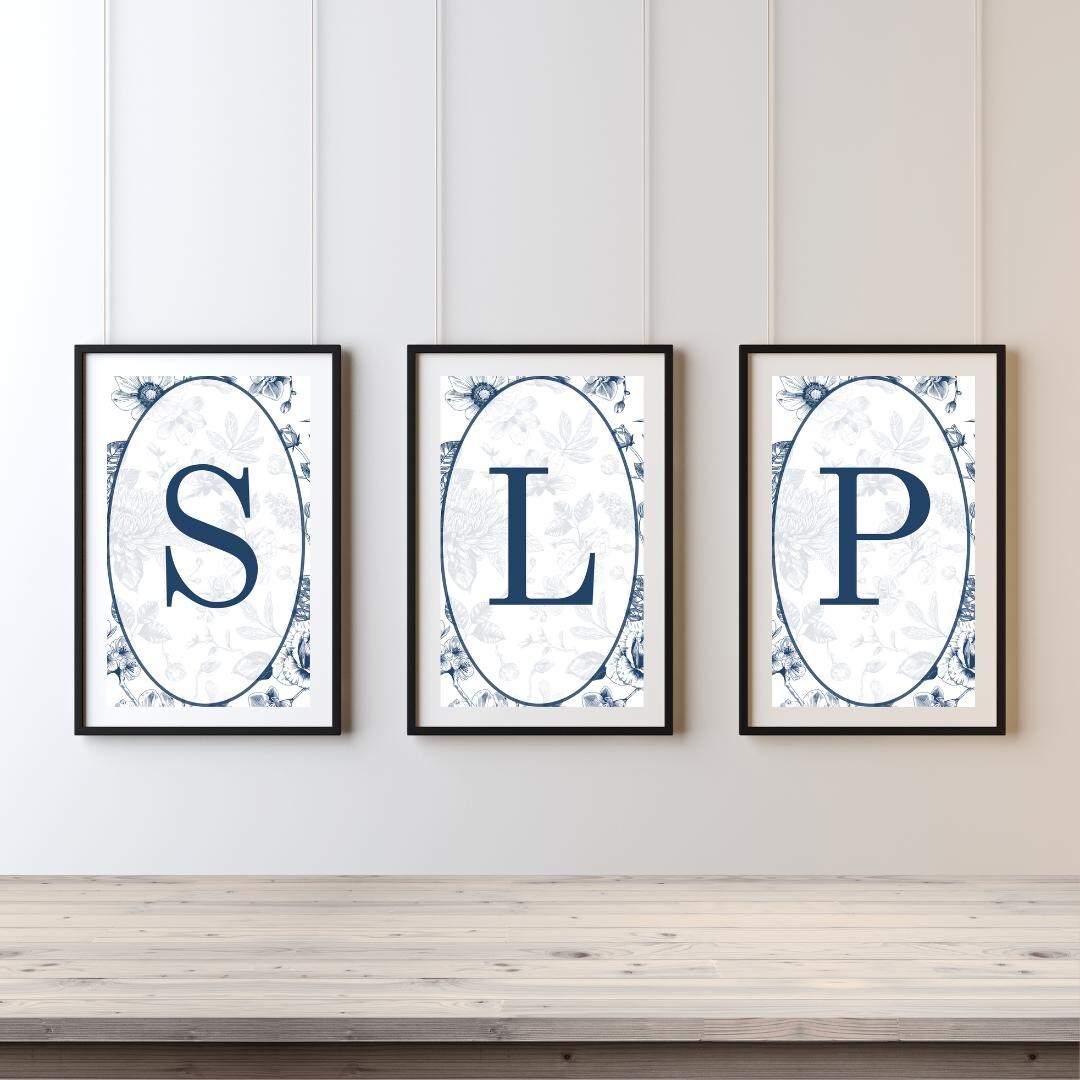Speech Therapy 3-piece Chinoiserie Wall Art, SLP Art, Speech-language Pathologist Decor, SLP ...