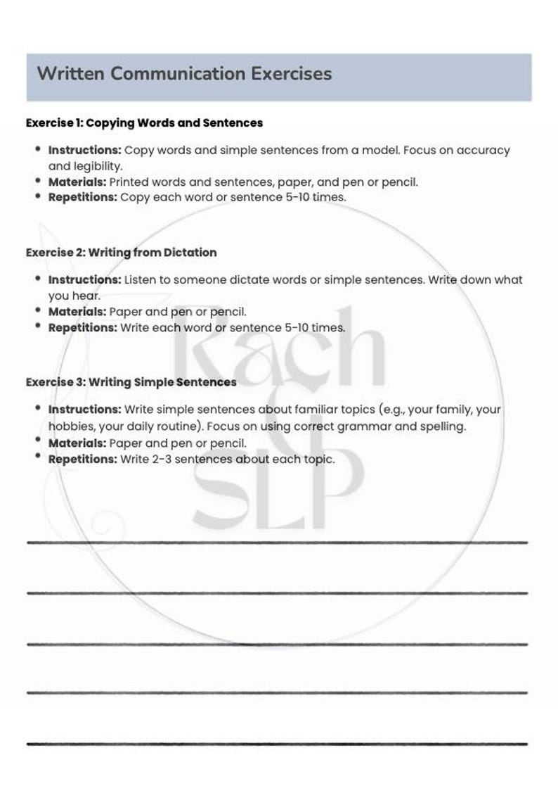 Aphasia Communication Guide: Speech Therapy Home Program (printable ...