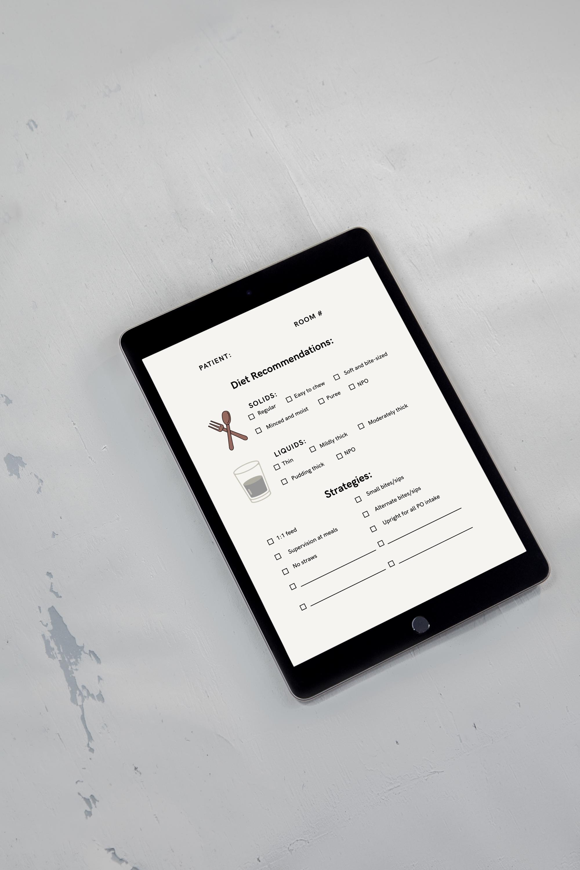 Modified Diet Visual, Dysphagia Sign, Speech Therapy Tool, Medical SLP ...