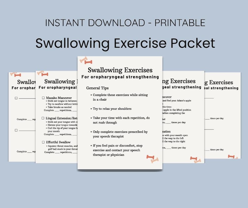 Dysphagia Exercise Packet: Swallow Therapy for Slps (PDF Downloadable ...