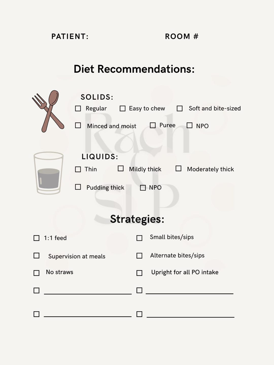 Modified Diet Visual, Dysphagia Sign, Speech Therapy Tool, Medical SLP ...
