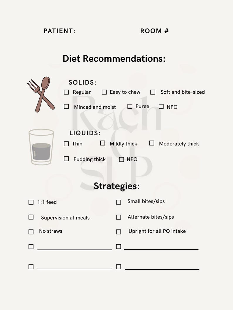 Dysphagia Diet Sign: Speech Therapy SLP Tool (digital Download) - Etsy