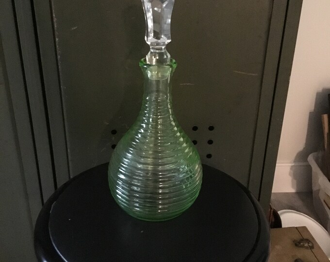Green Glass Decanter Anchor Hocking Look Refrigerator Decanter Paler ...